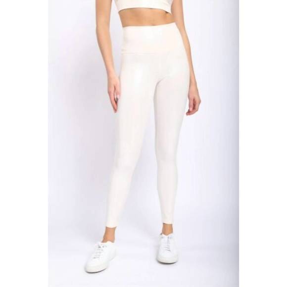 Mono B | Pants & Jumpsuits | New Mono B Pastel Foil Highwaisted Legging In Ivory | Poshmark
